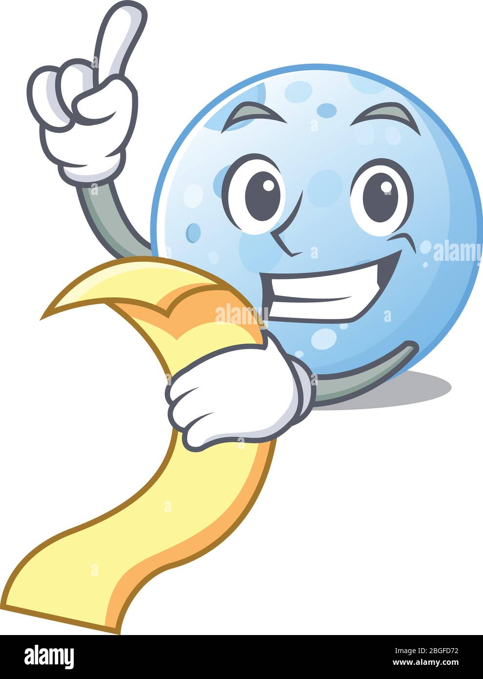 blue moon mascot character design with a menu on his hand Stock Vector ...