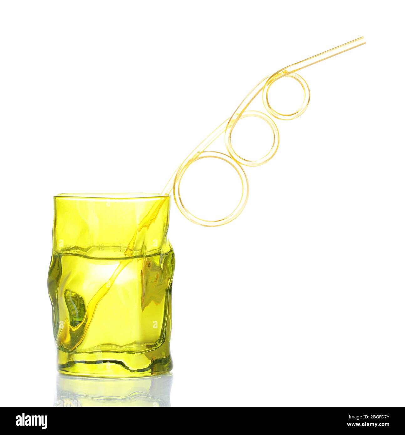 Colorful glass with cocktail straw isolated on white Stock Photo - Alamy