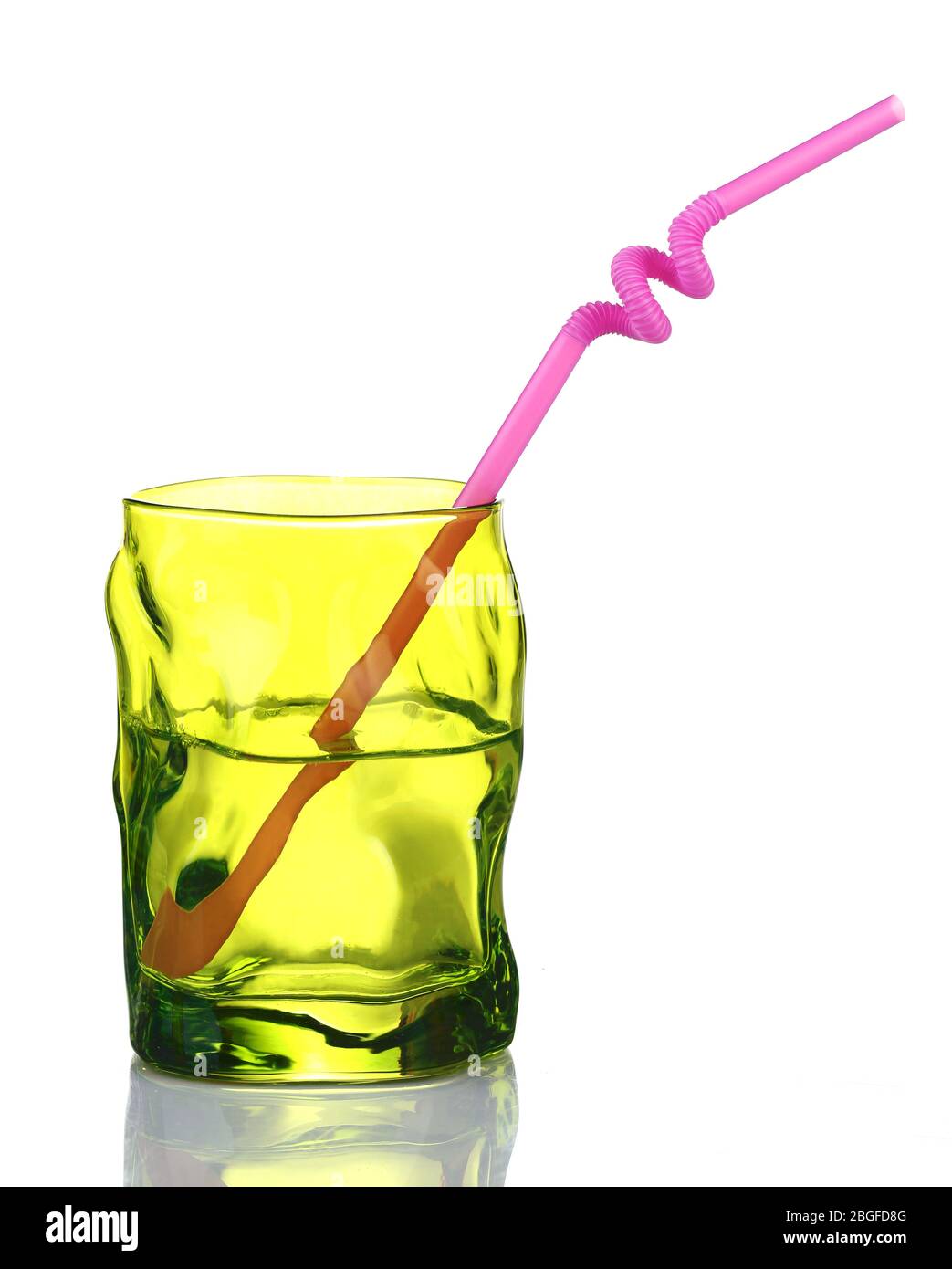 Colorful glass with cocktail straw isolated on white Stock Photo - Alamy