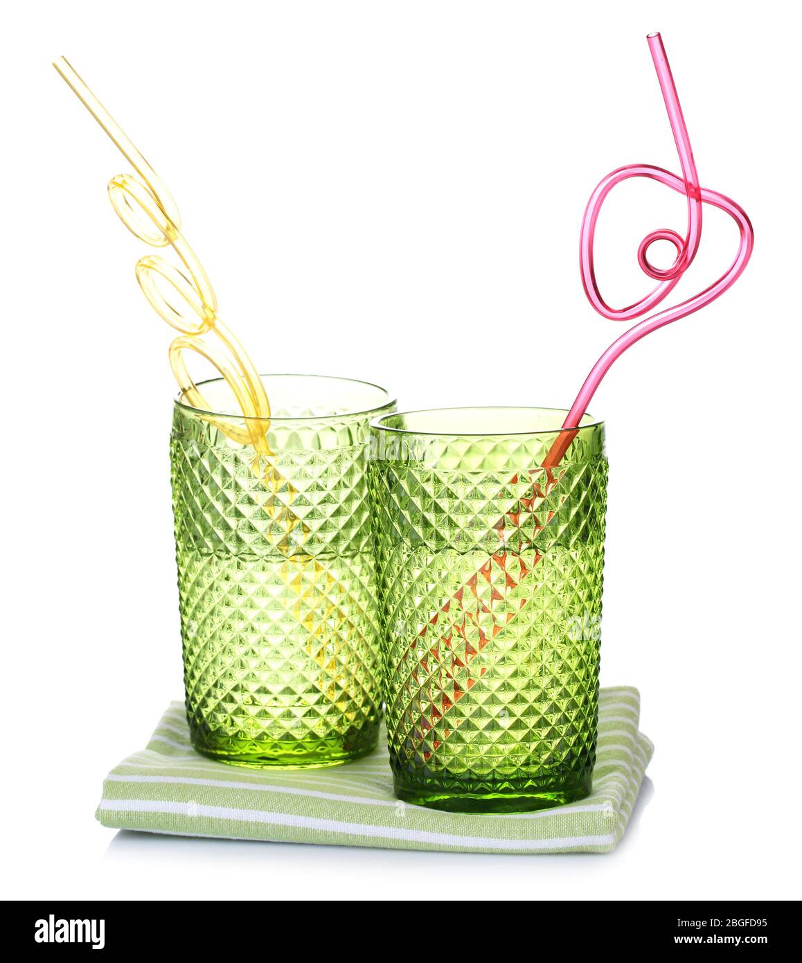 Colorful glasses with cocktail straw isolated on white Stock Photo - Alamy