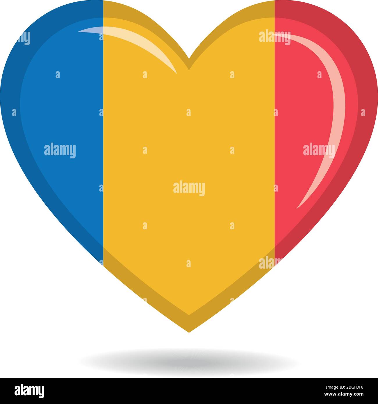 Romania national flag in heart shape vector illustration Stock Vector ...