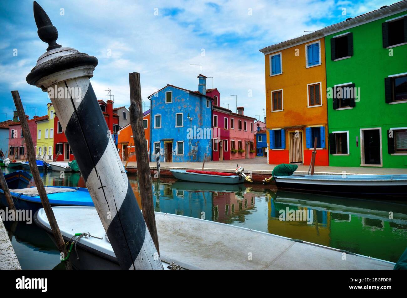 Venice, typical colored houses in Burano Stock Photo - Alamy