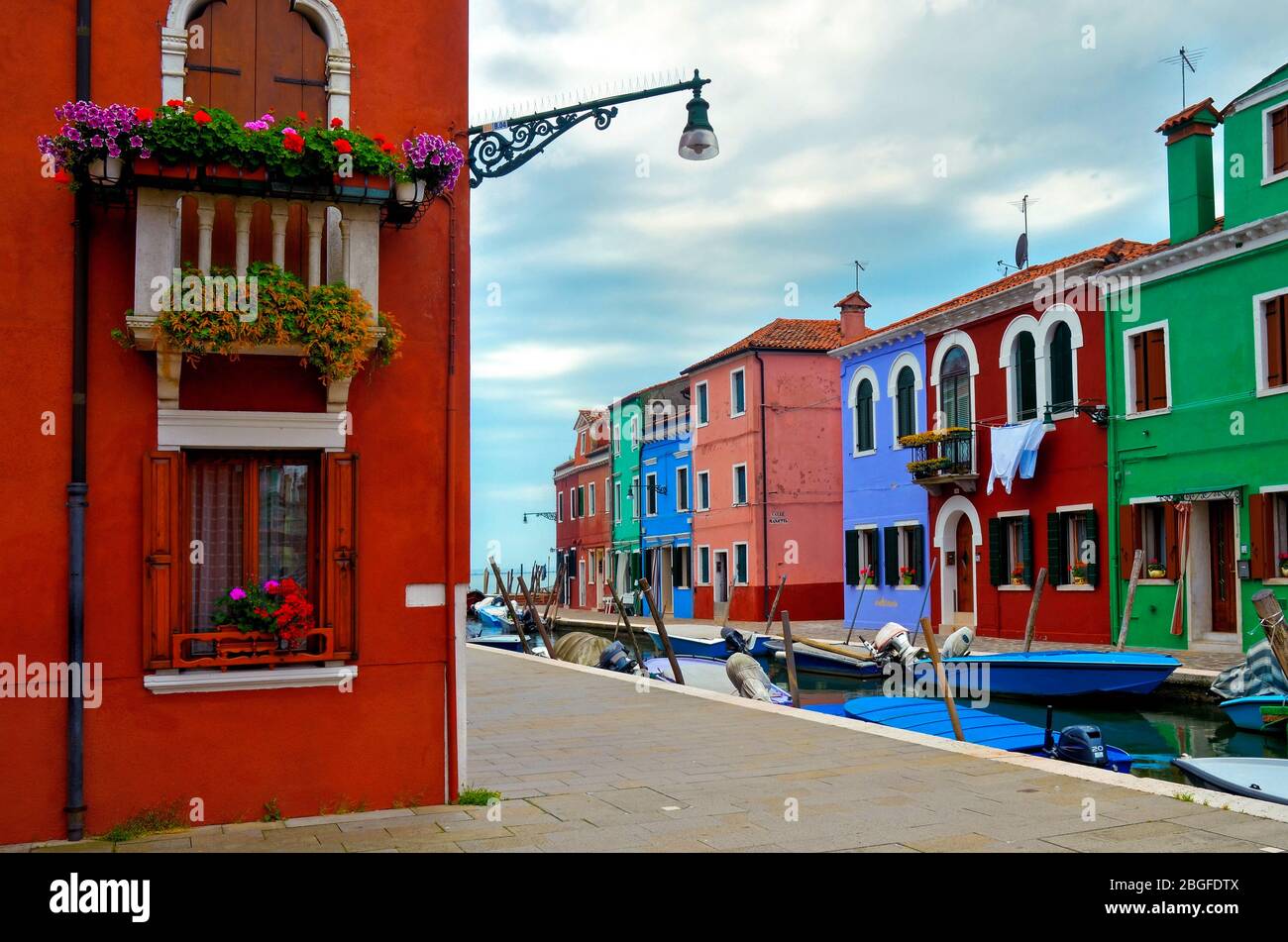 Venice, typical colored houses in Burano Stock Photo - Alamy