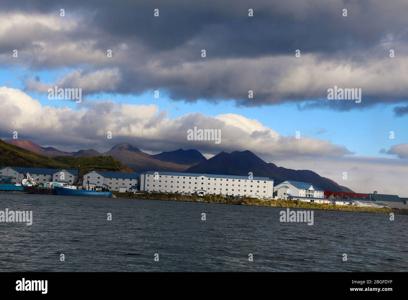 Alaska, view of Unalaska, Dutch Harbor, Aleutian Islands, United States ...