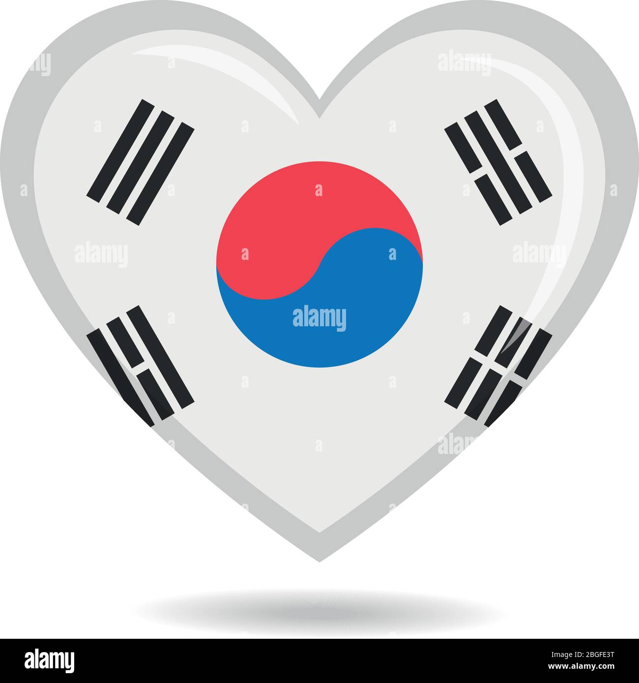 South Korea national flag in heart shape vector illustration Stock ...