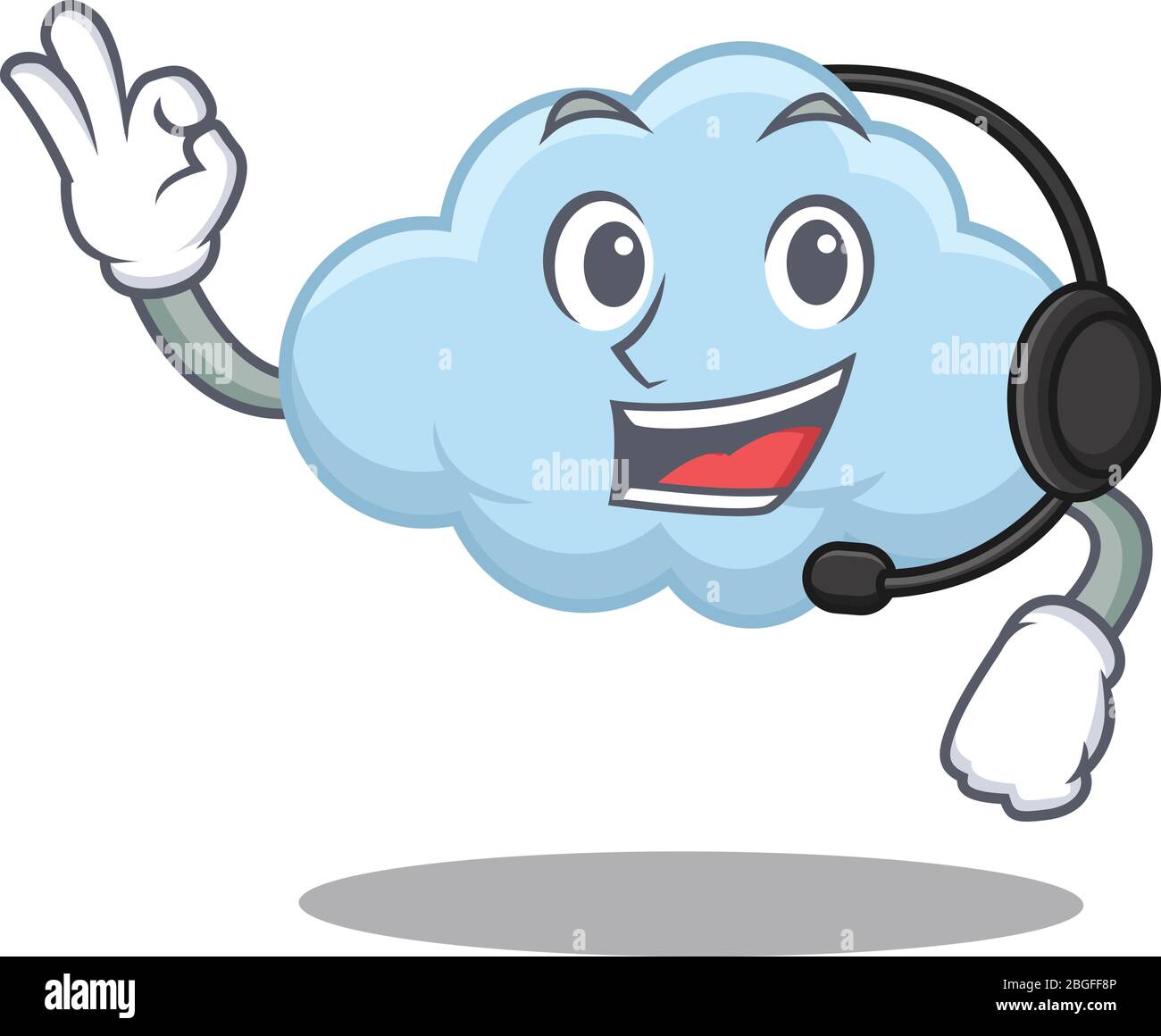A gorgeous blue cloud mascot character concept wearing headphone Stock ...
