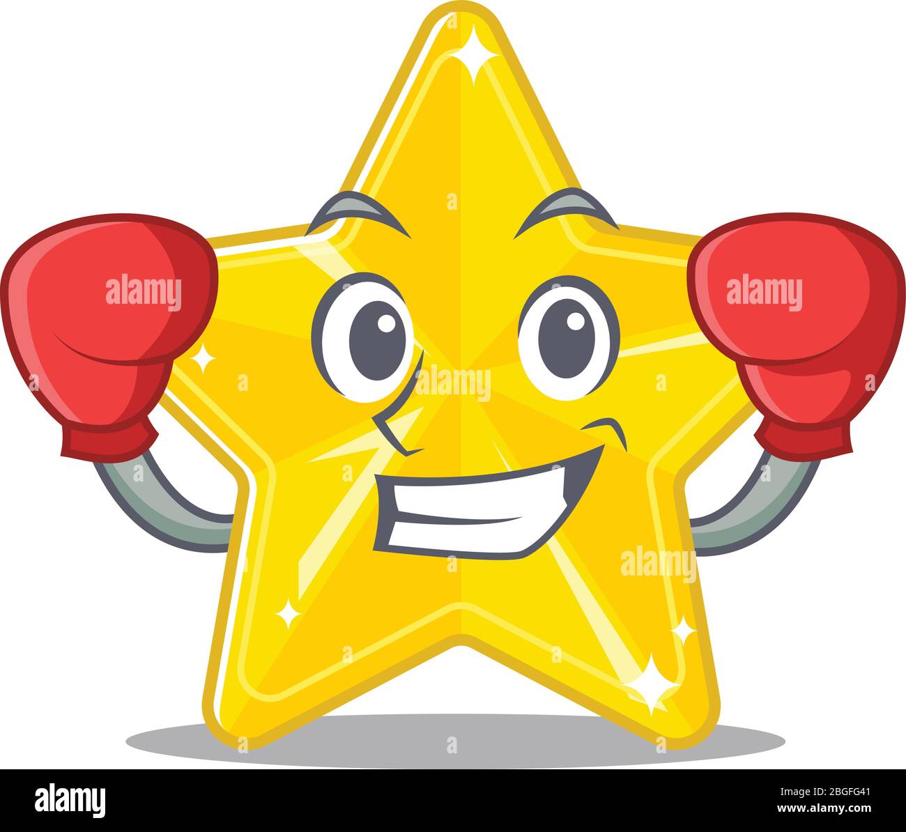A Sporty Boxing Athlete Mascot Design Of Shiny Star With Red Boxing