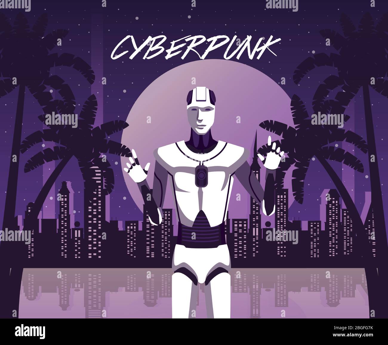 cyber punk poster with humanoid robot Stock Vector Image & Art - Alamy