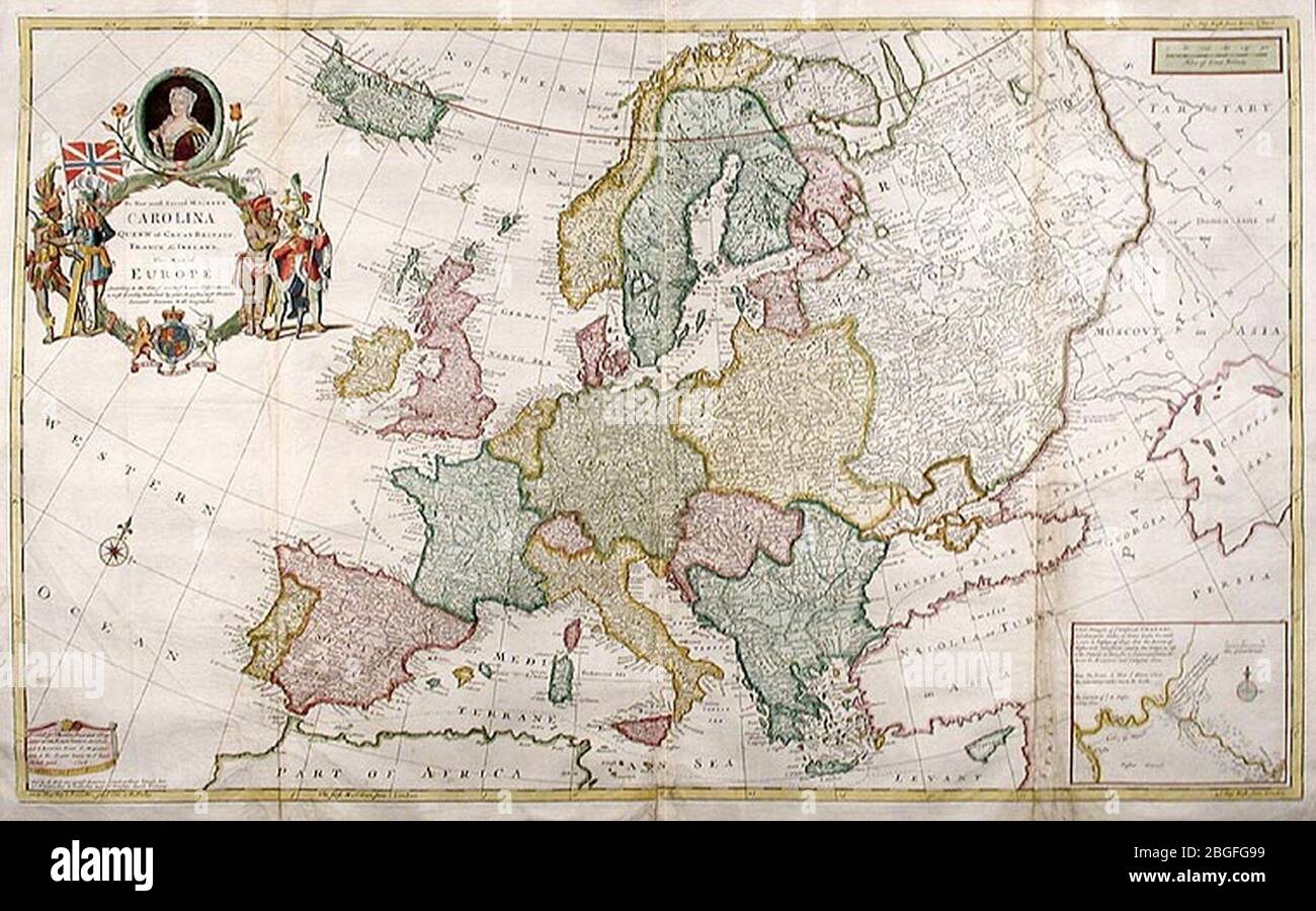 Herman Moll Map of Europe Stock Photo - Alamy