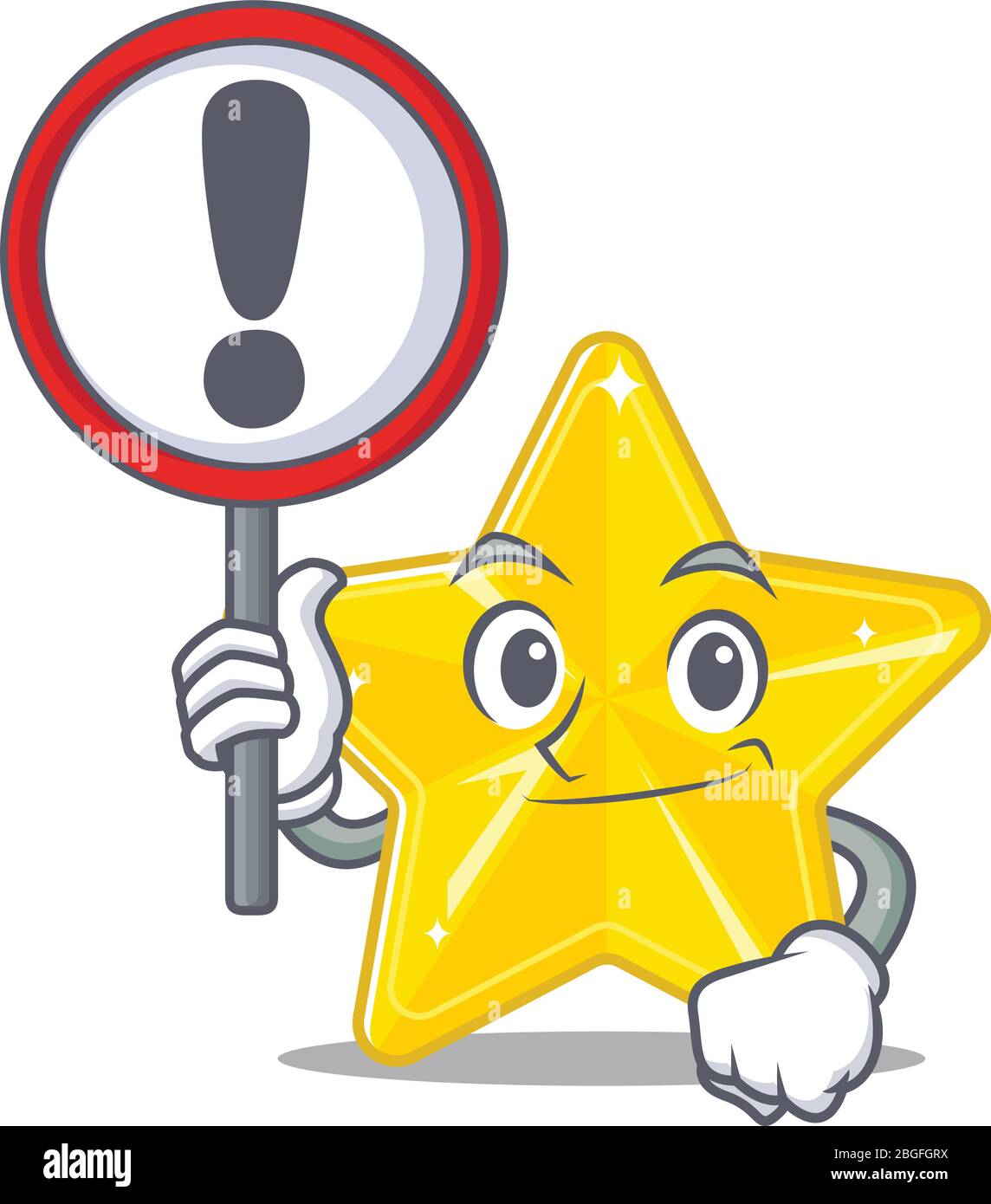 An icon of shiny star cartoon design style with a sign board Stock ...