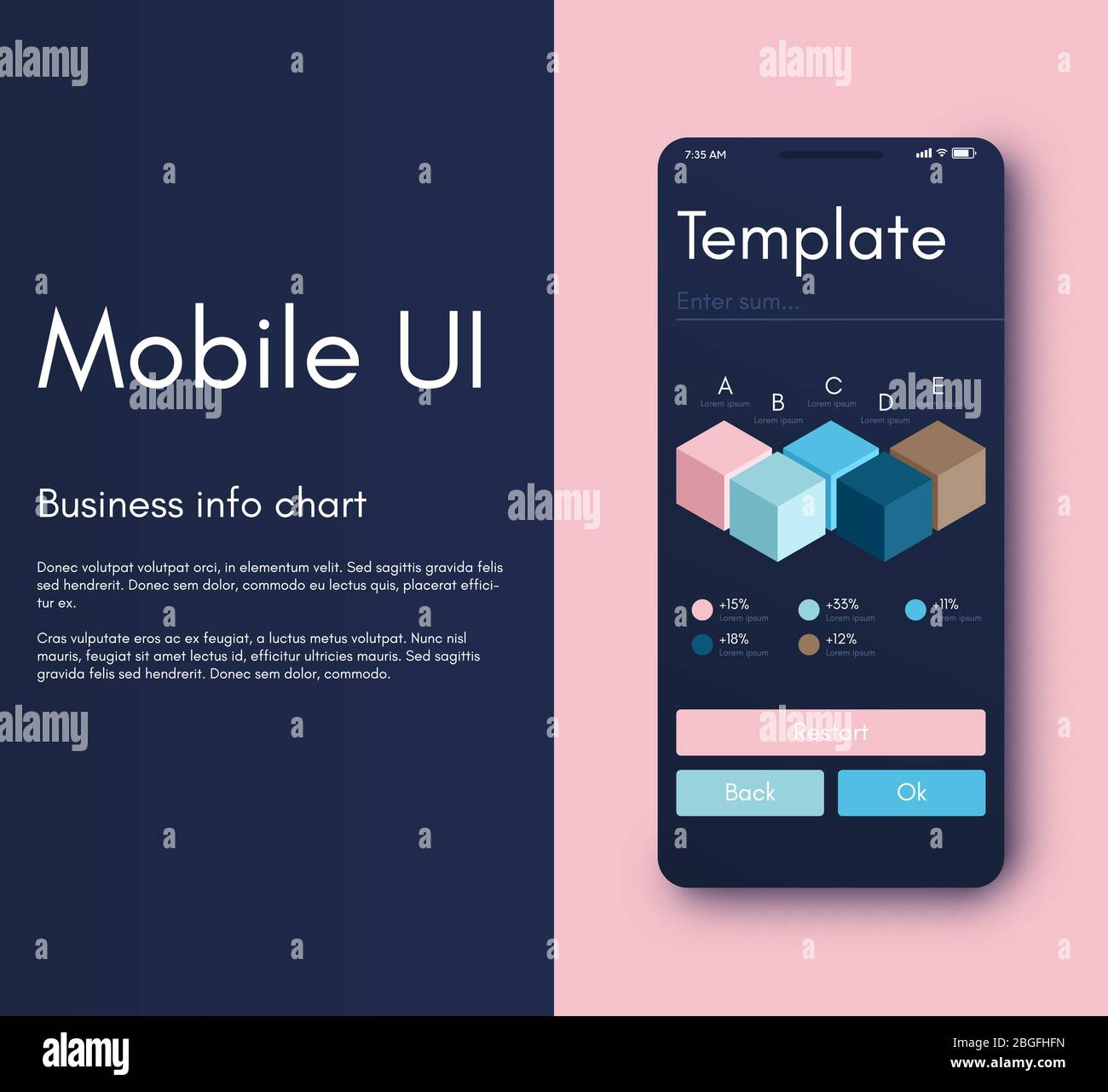 Mobile application infographic interface. Ui design, vector ...