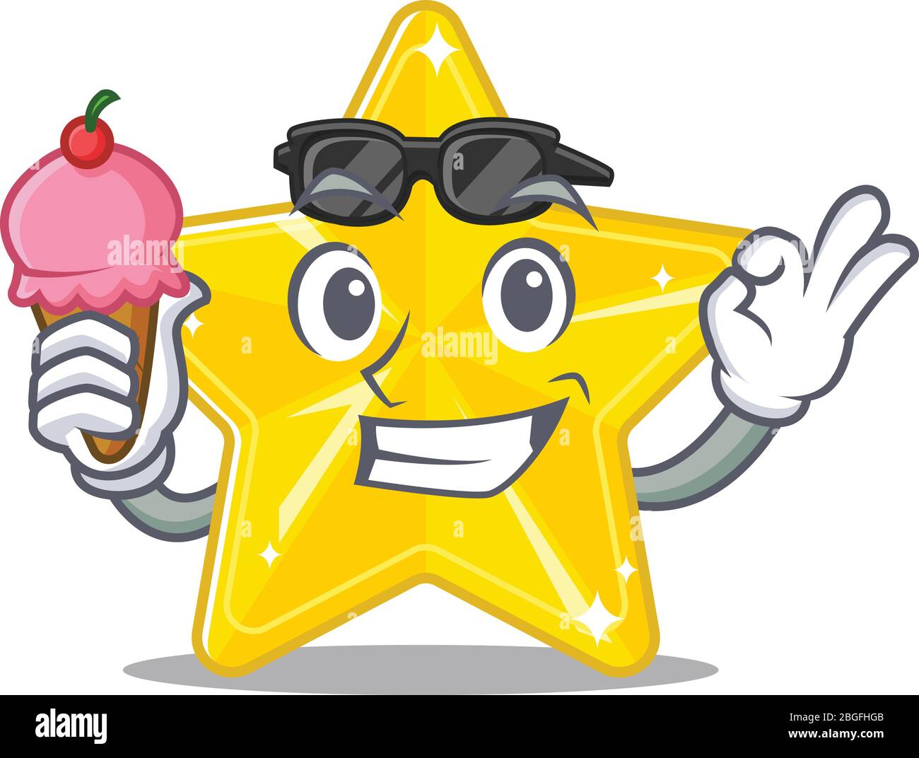 Cartoon design concept of shiny star having an ice cream Stock Vector ...