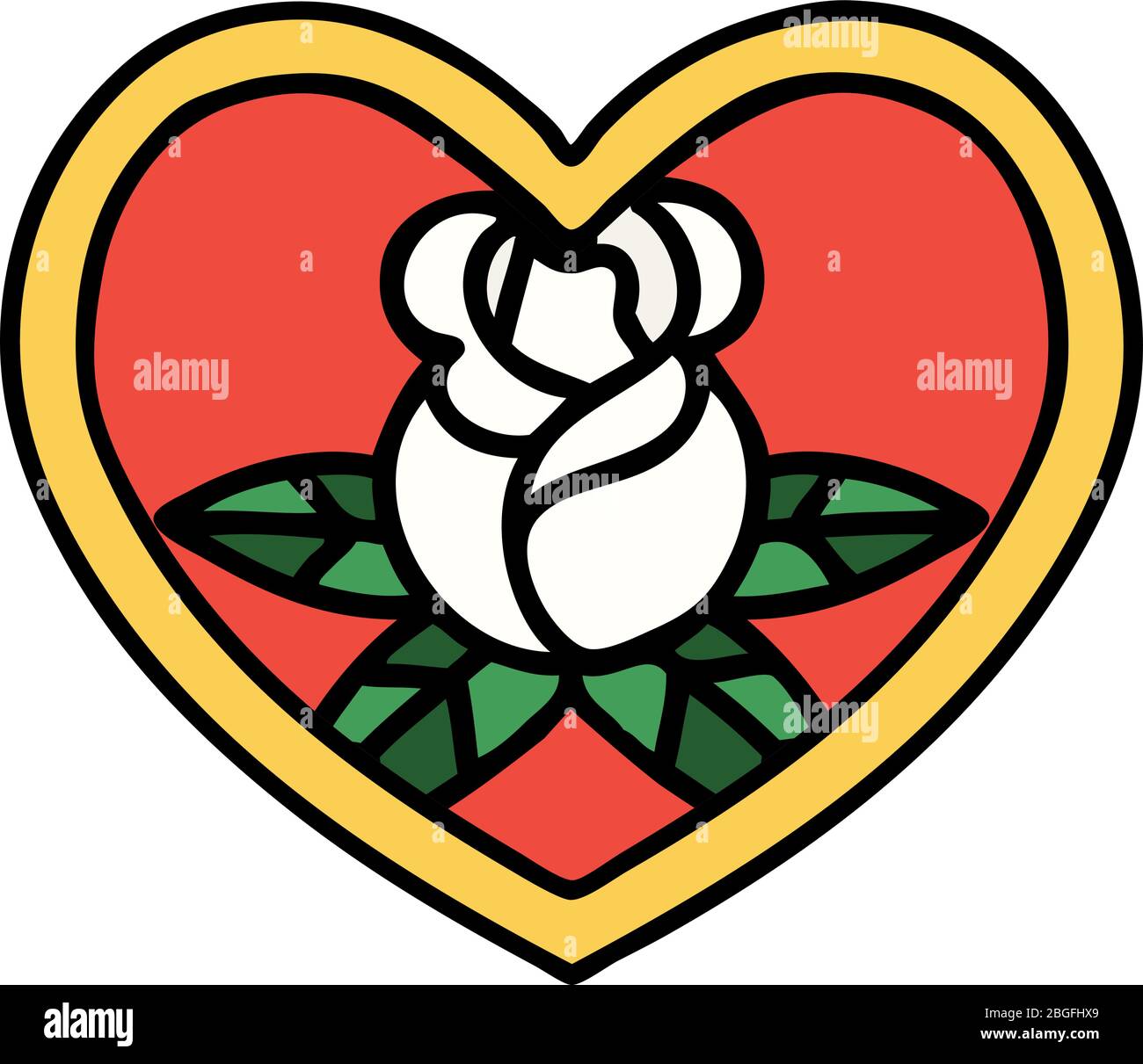 tattoo in traditional style of a heart and flowers Stock Vector Image ...