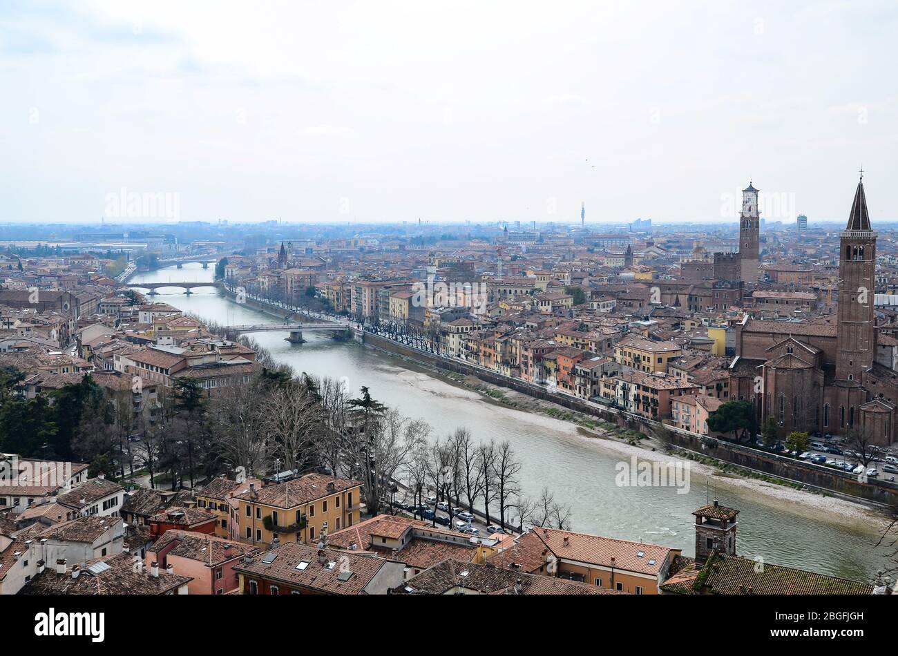 Aerial view verona cathedral italy hi-res stock photography and images ...