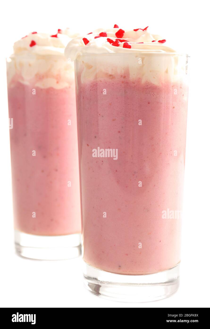 Delicious milkshake isolated on white Stock Photo - Alamy