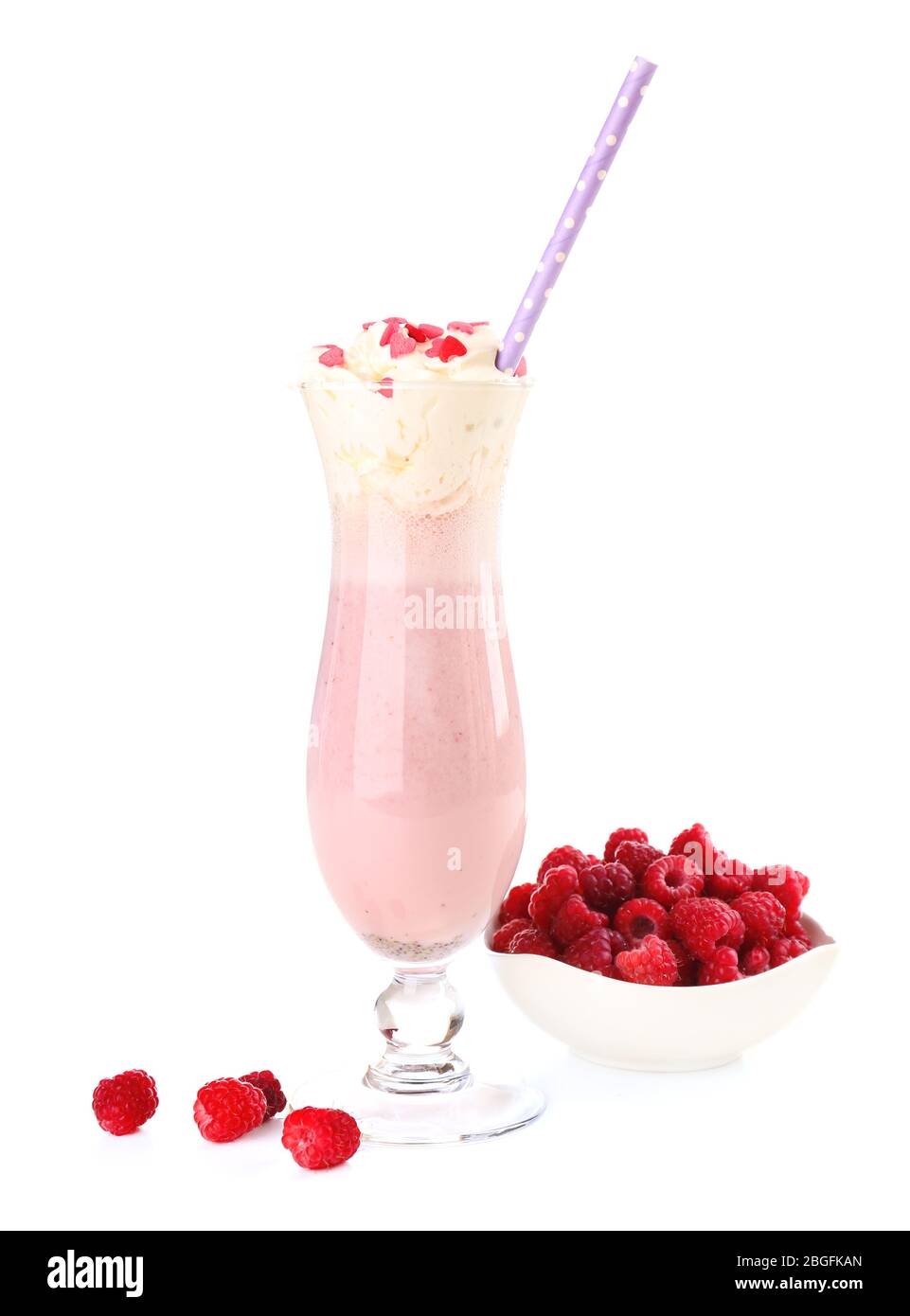 Delicious milkshake isolated on white Stock Photo - Alamy