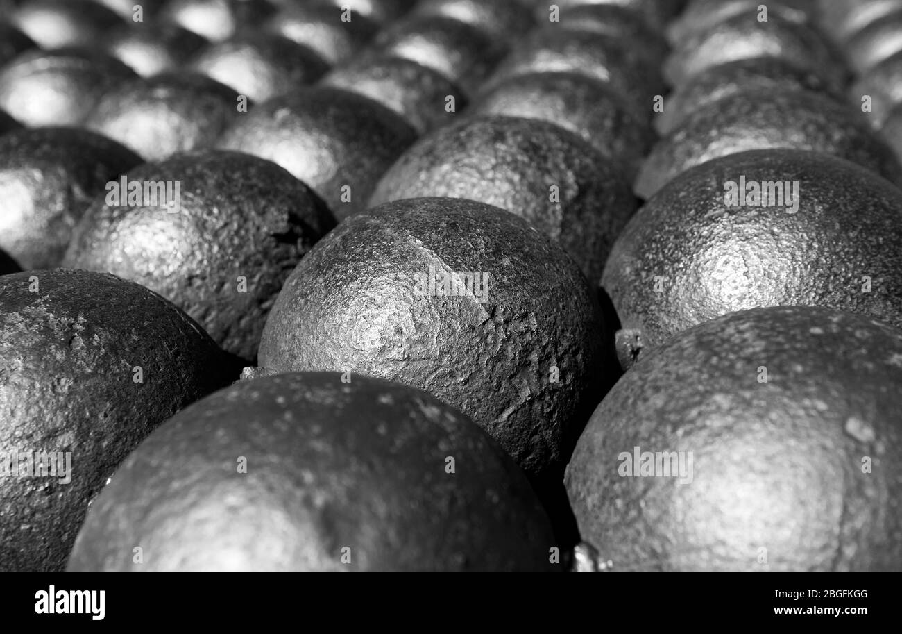 Pile of cannon balls Black and White Stock Photos & Images - Alamy