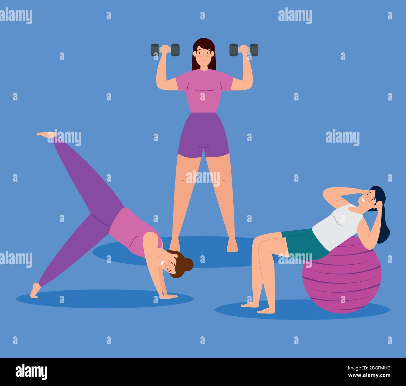 group young women practicing exercise Stock Vector Image & Art - Alamy