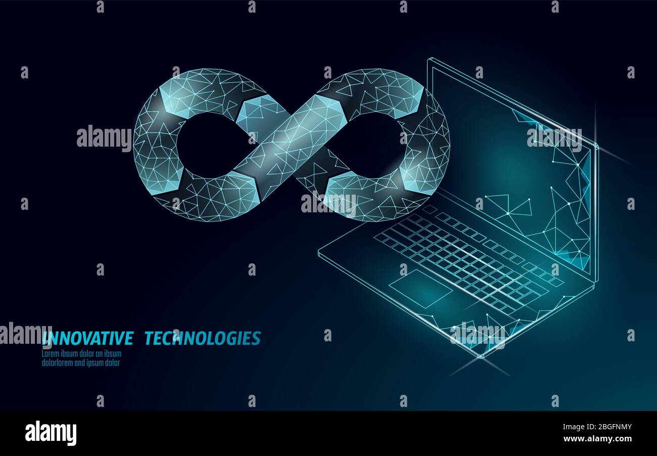 Devops software development operations infinity symbol. Programmer administration system life ...