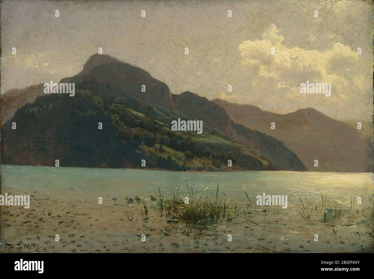 Hermann Herzog - View of Lake Lucerne opposite Brunnen Stock Photo - Alamy