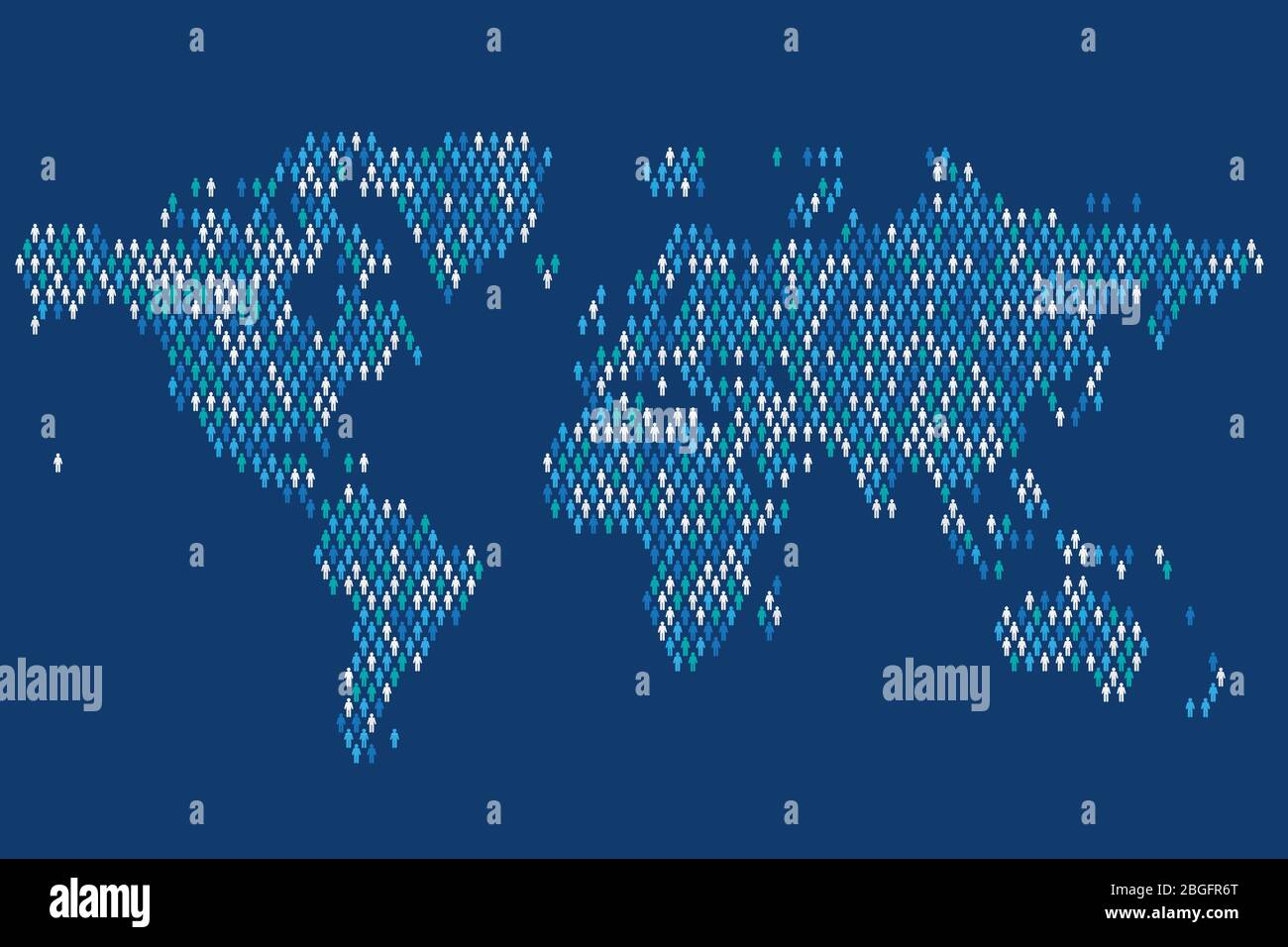 global population infographic. Map made from stick figure people Stock ...