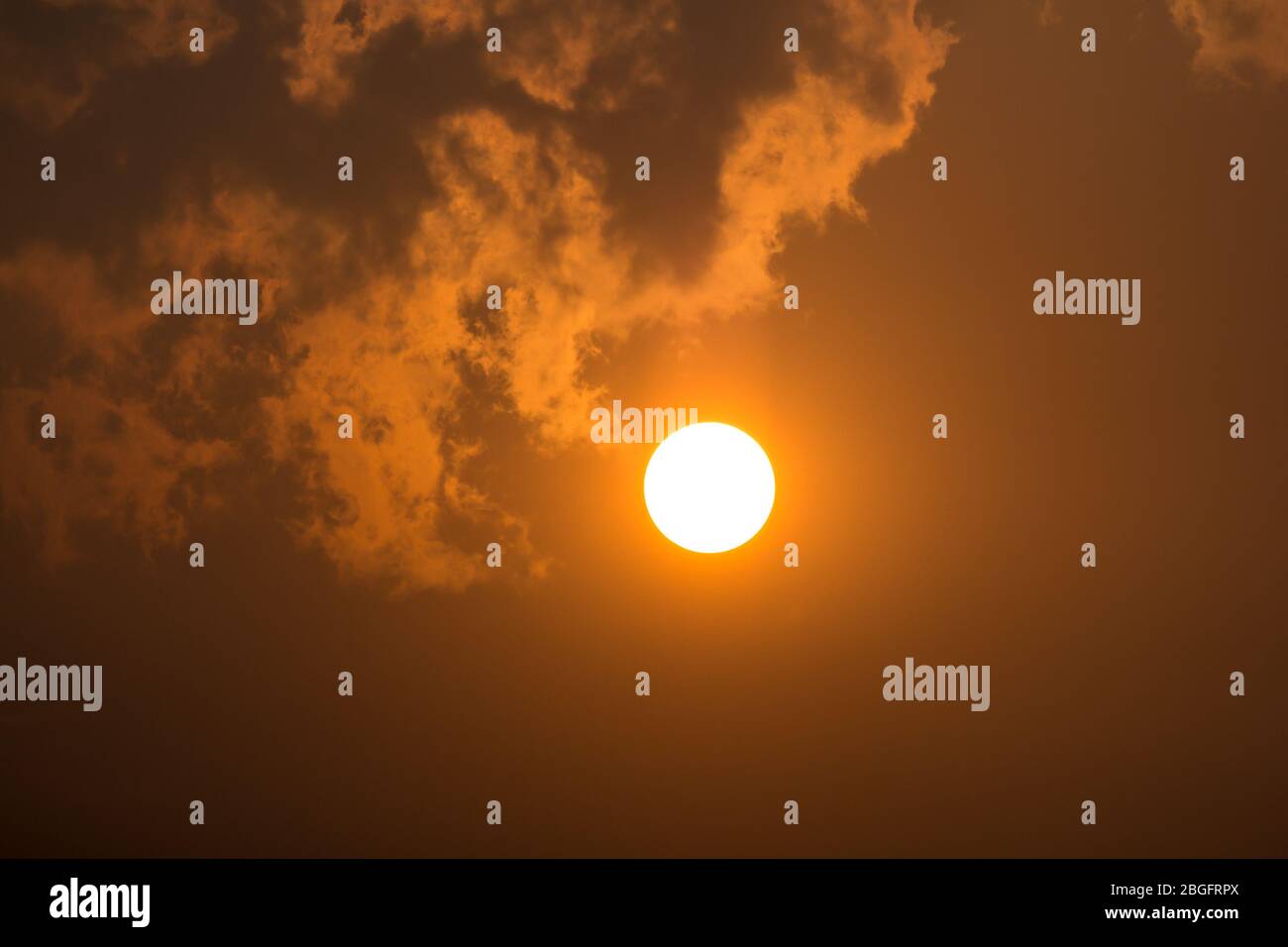 Sun in Smoke and Pollution Haze of Chiangmai sky Stock Photo - Alamy