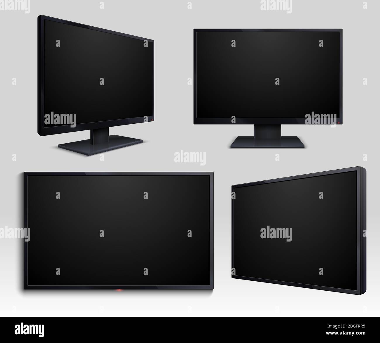 Flat tv screen and computer lcd monitor isolated 3d mockup for internet ...