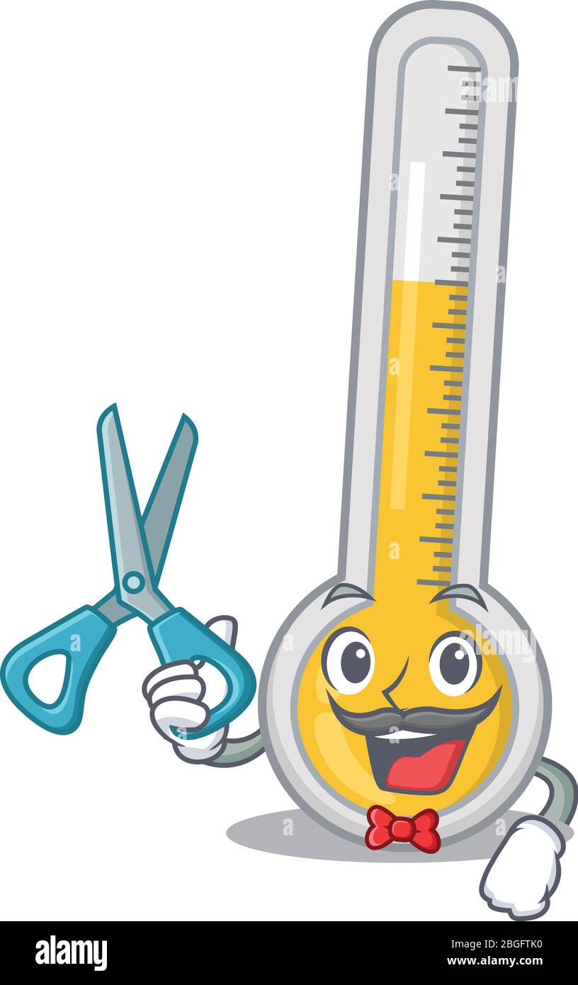 Sporty warm thermometer cartoon character design with barber Stock ...