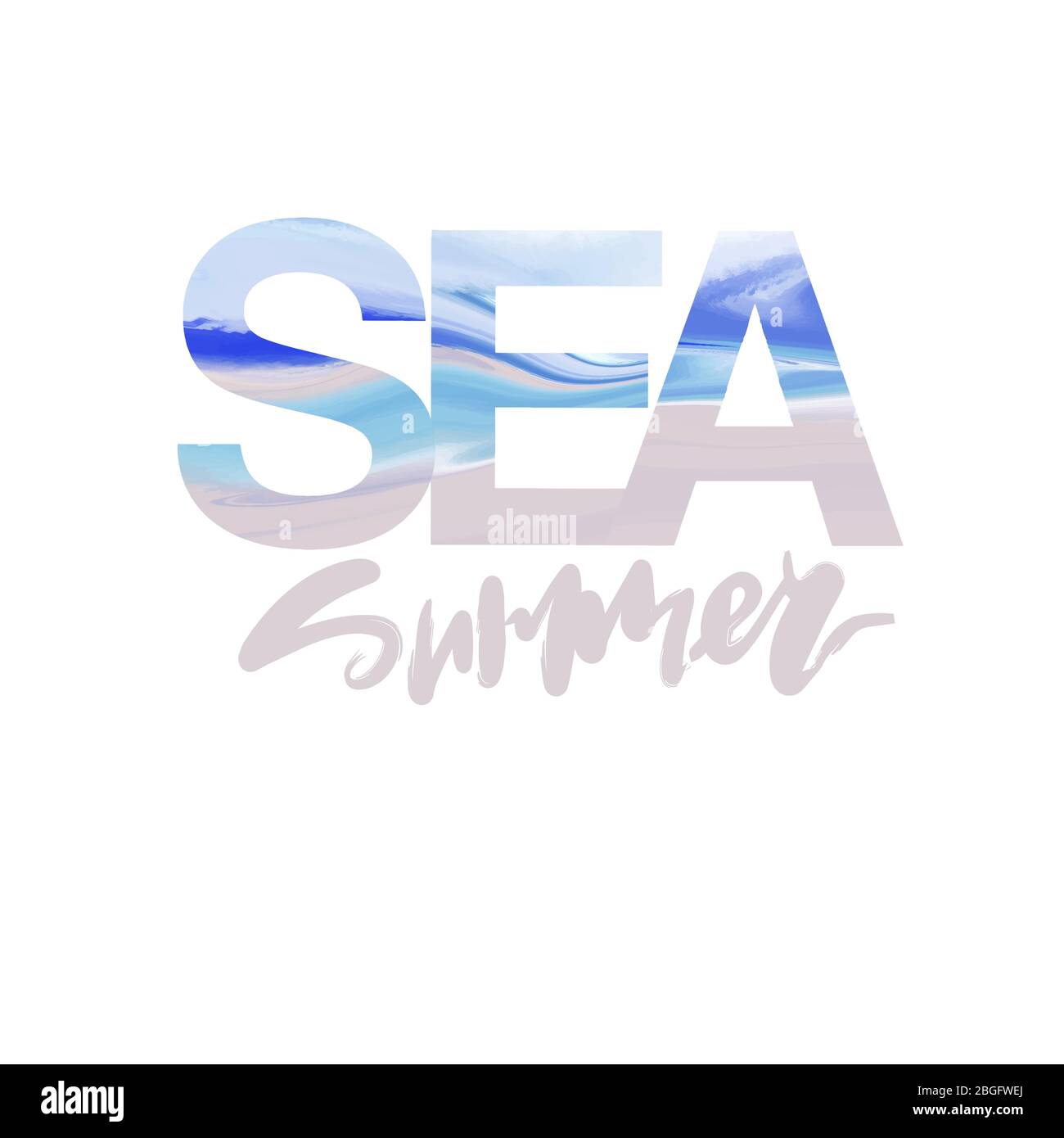 Bright Vector illustration with the word sea creative typography with ...