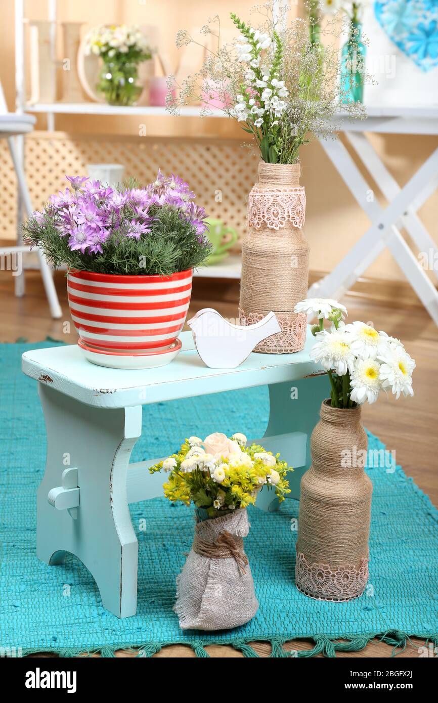 Home interior decoration with flowers Stock Photo - Alamy