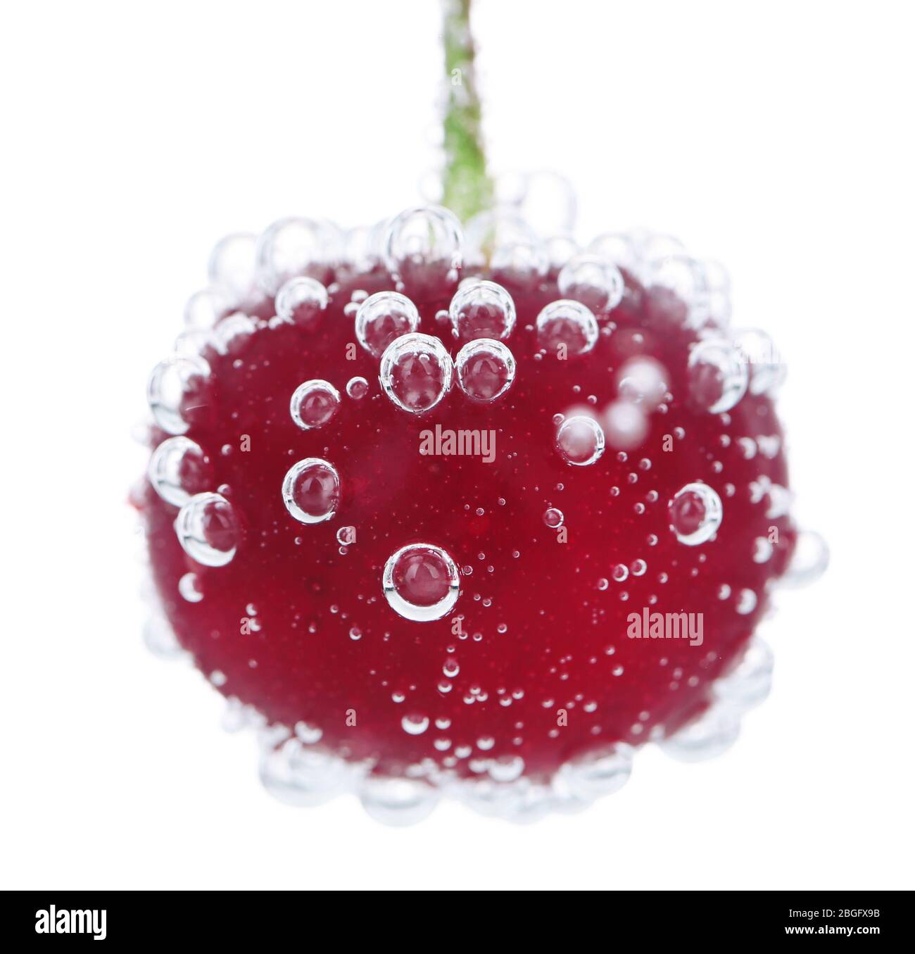 Beautiful cherry in water with bubbles, isolated on white Stock Photo ...