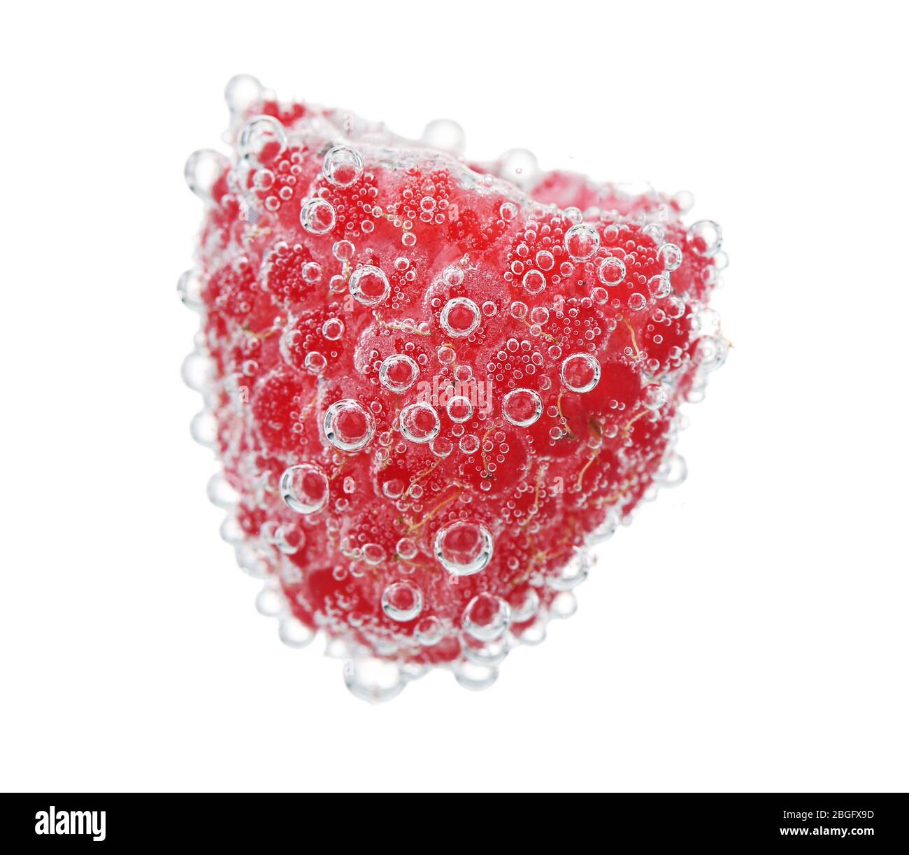 Beautiful raspberry in water with bubbles, isolated on white Stock ...