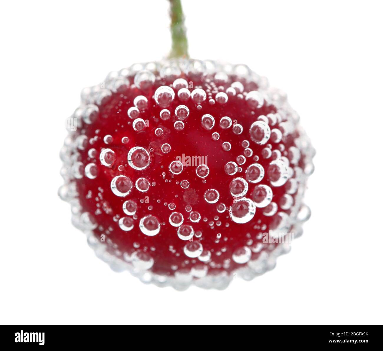 Beautiful cherry in water with bubbles, isolated on white Stock Photo ...