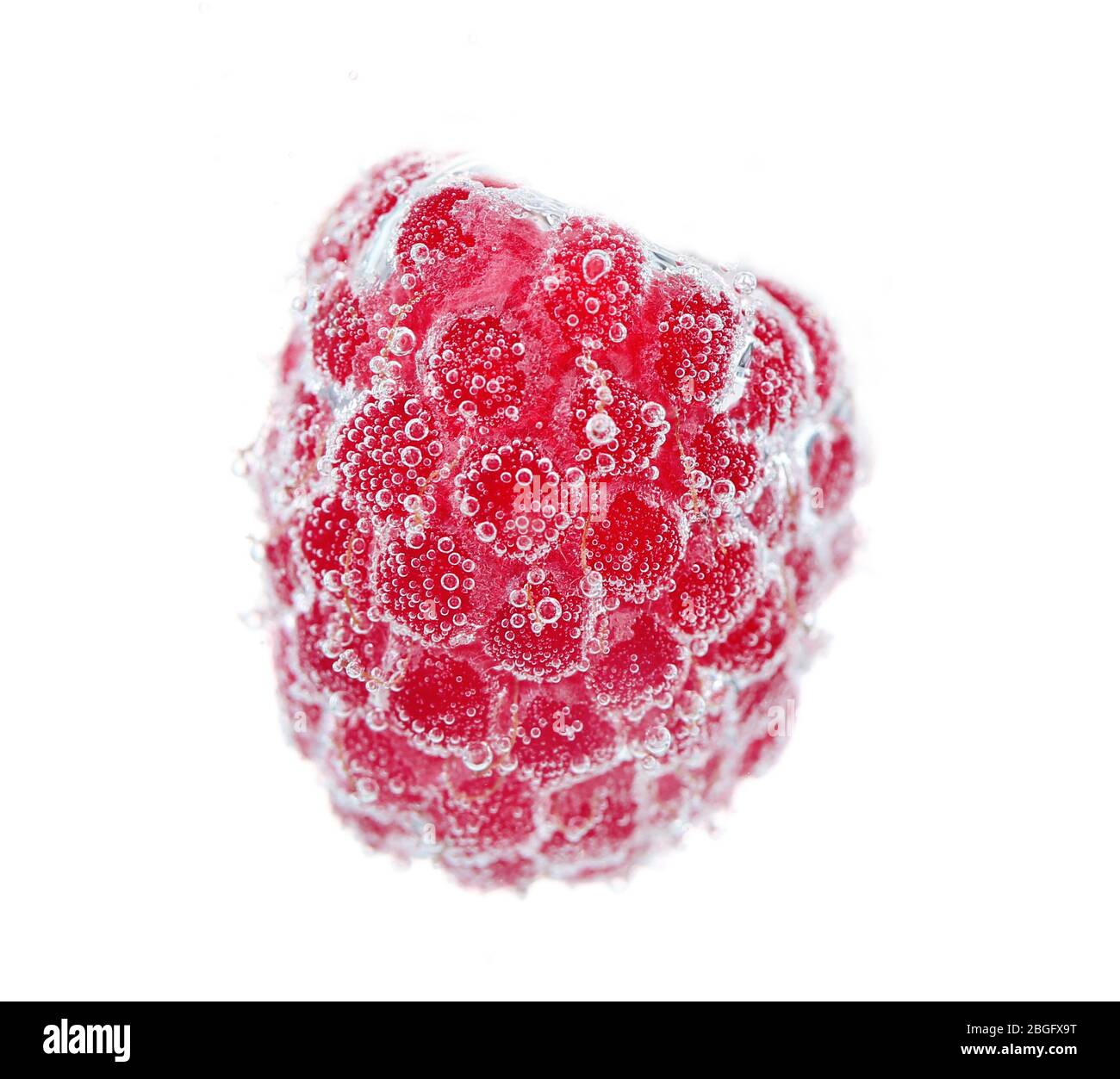 Beautiful raspberry in water with bubbles, isolated on white Stock ...