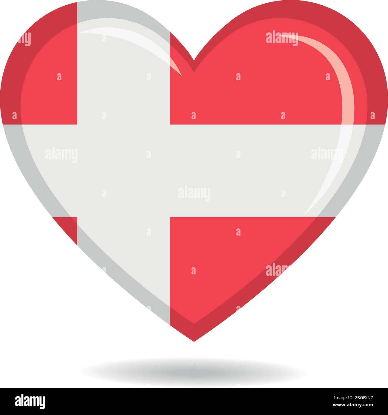 Denmark national flag in heart shape vector illustration Stock Vector ...