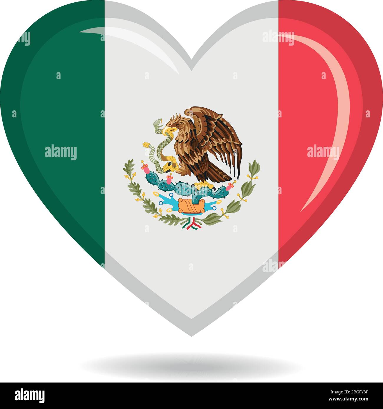 Mexico national flag in heart shape vector illustration Stock Vector ...
