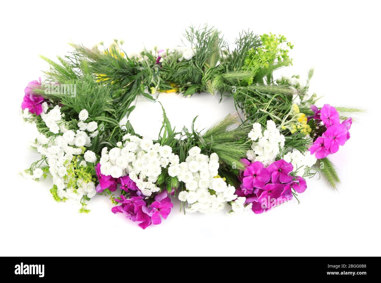Flower wreath isolated on white Stock Photo - Alamy