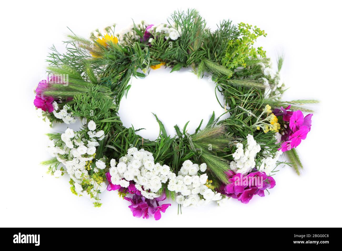Flower wreath isolated on white Stock Photo - Alamy