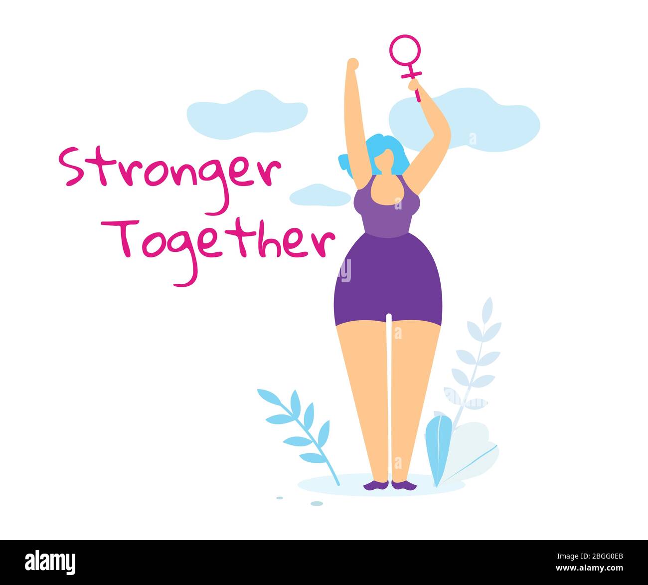 Stronger Together Banner with Woman Rising Hand Up Holding Venus Mirror ...