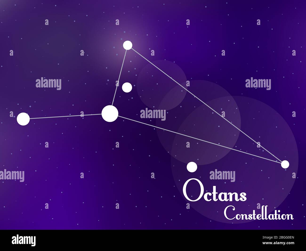 Octans constellation. Starry night sky. Cluster of stars, galaxy. Deep ...