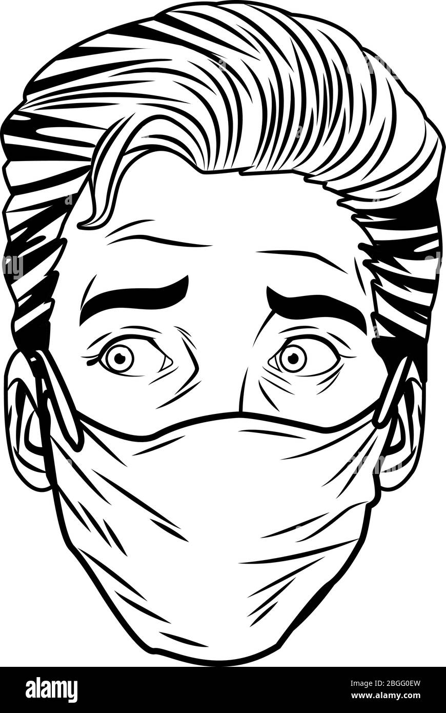 businessman head using face mask pop art style Stock Vector Image & Art ...