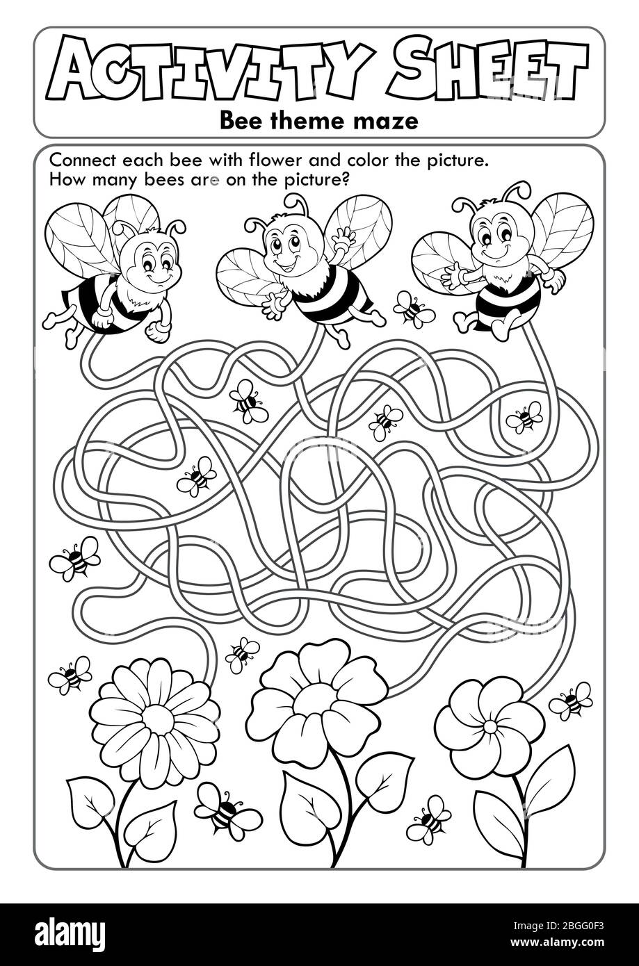 Activity sheet bee theme 1 - eps10 vector illustration Stock Vector ...