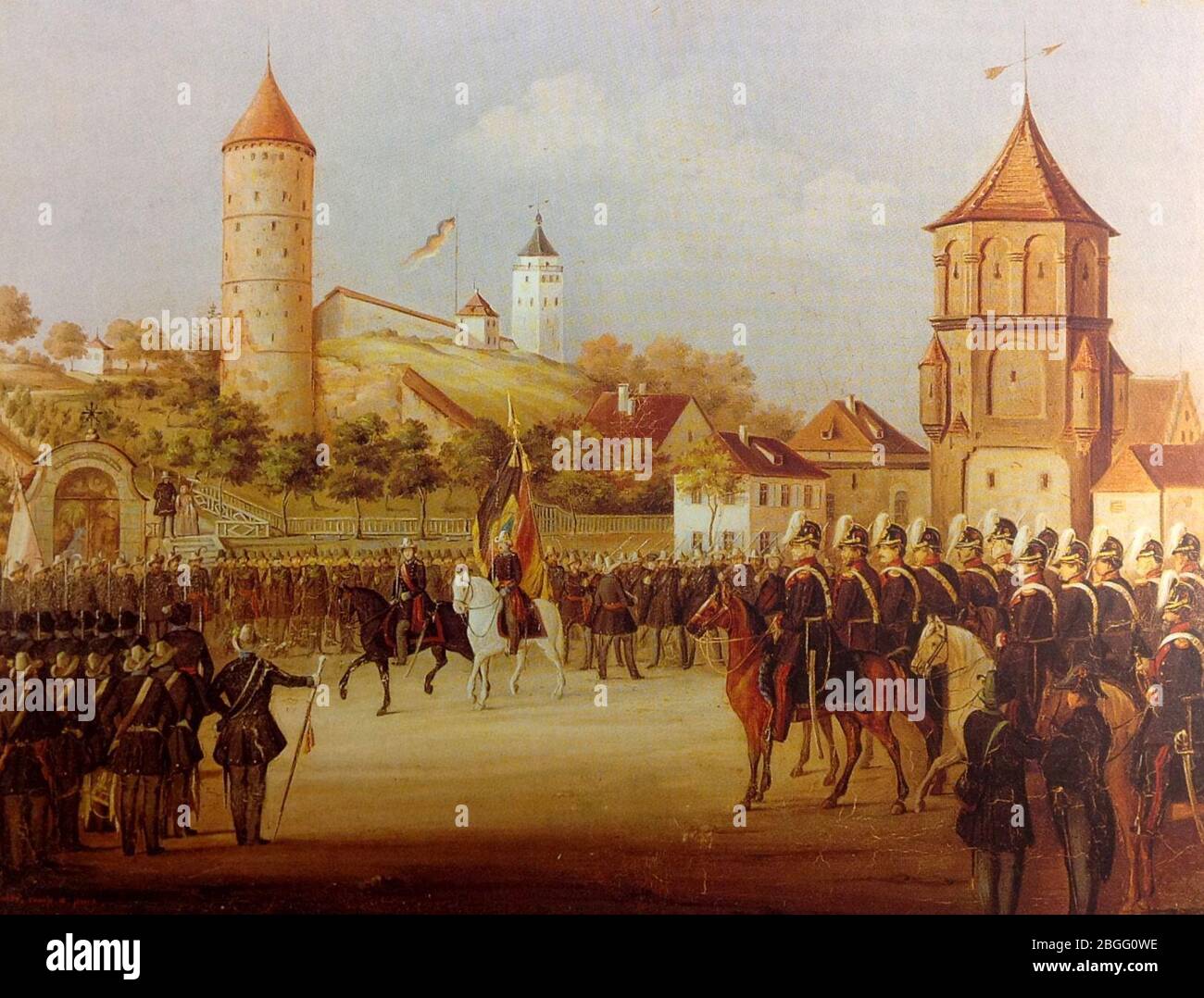 Hermann Volz Parade der Biberacher Bürgerwehr am Riedlinger Tor 1849 ...