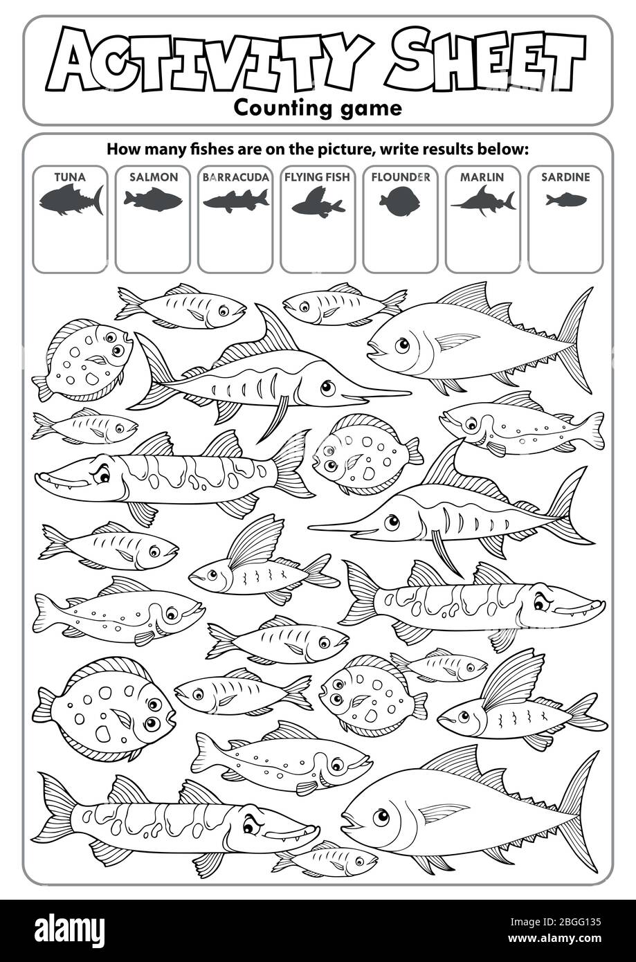 Activity sheet counting game topic 3 - eps10 vector illustration Stock ...