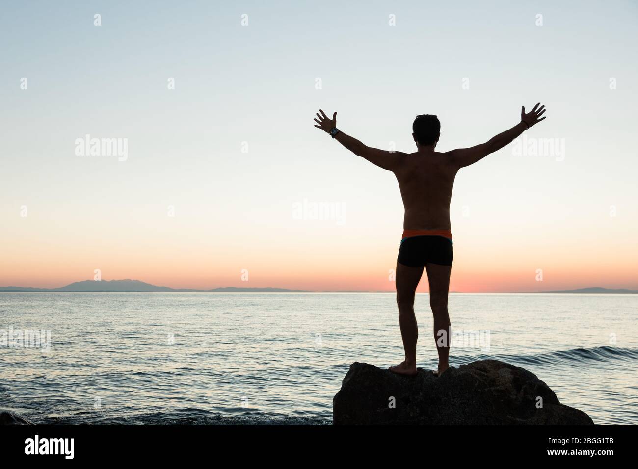 Silhouette Man Beach Sunset