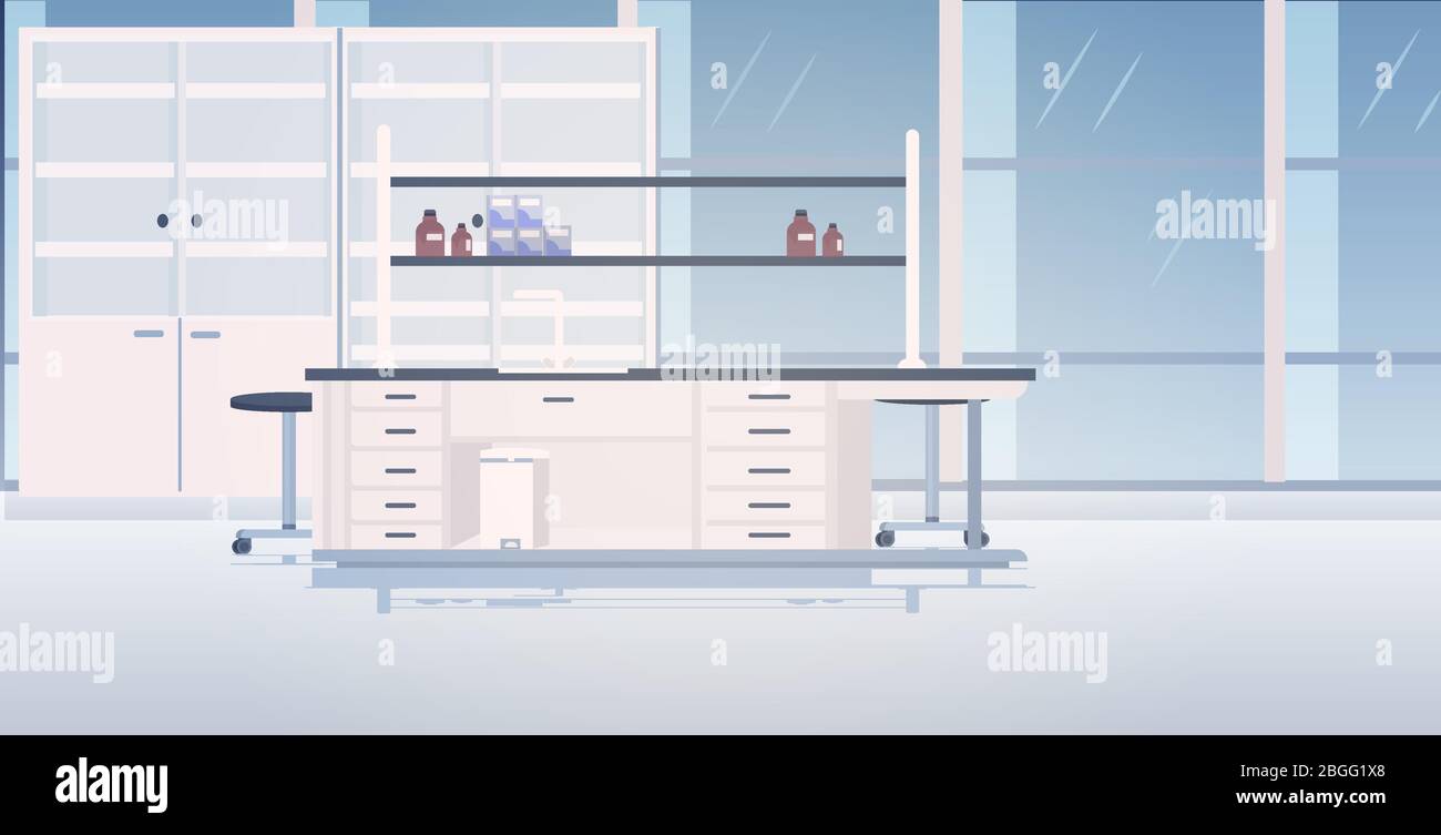 modern lab interior empty no people chemical laboratory with furniture ...