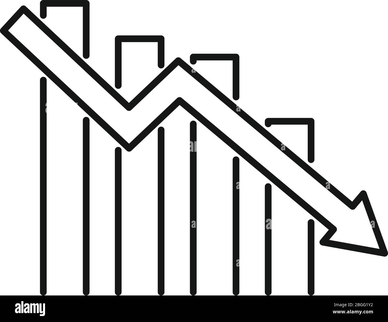 Down finance chart icon. Outline down finance chart vector icon for web design isolated on white ...