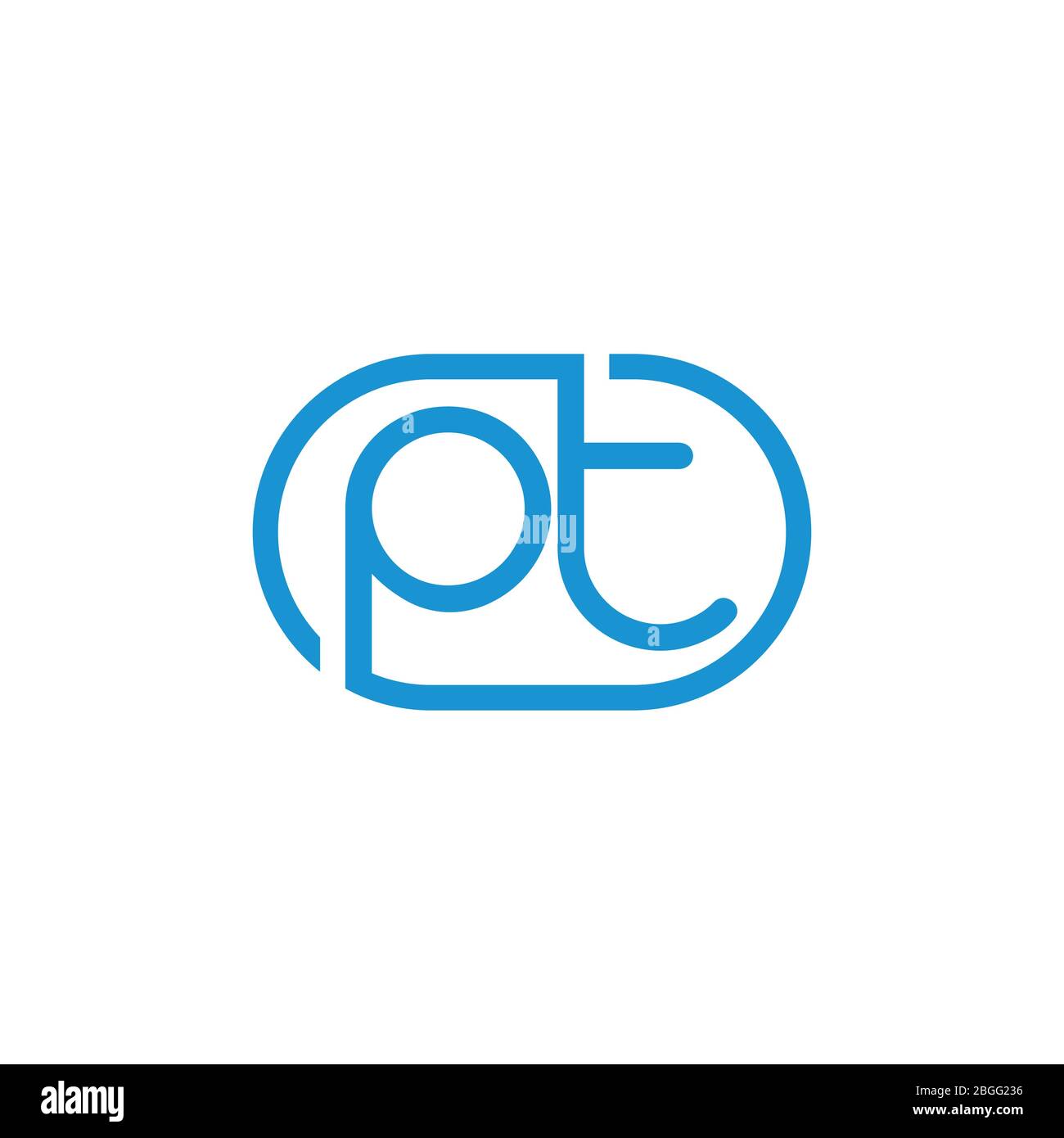 letters pt simple line art circle geometric logo vector Stock Vector ...