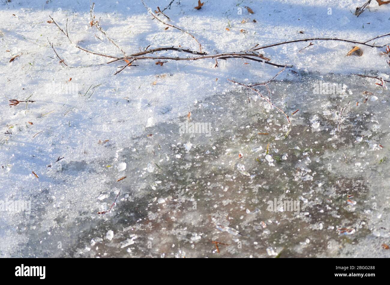 Frozen Ice Puddle Stock Photo - Alamy