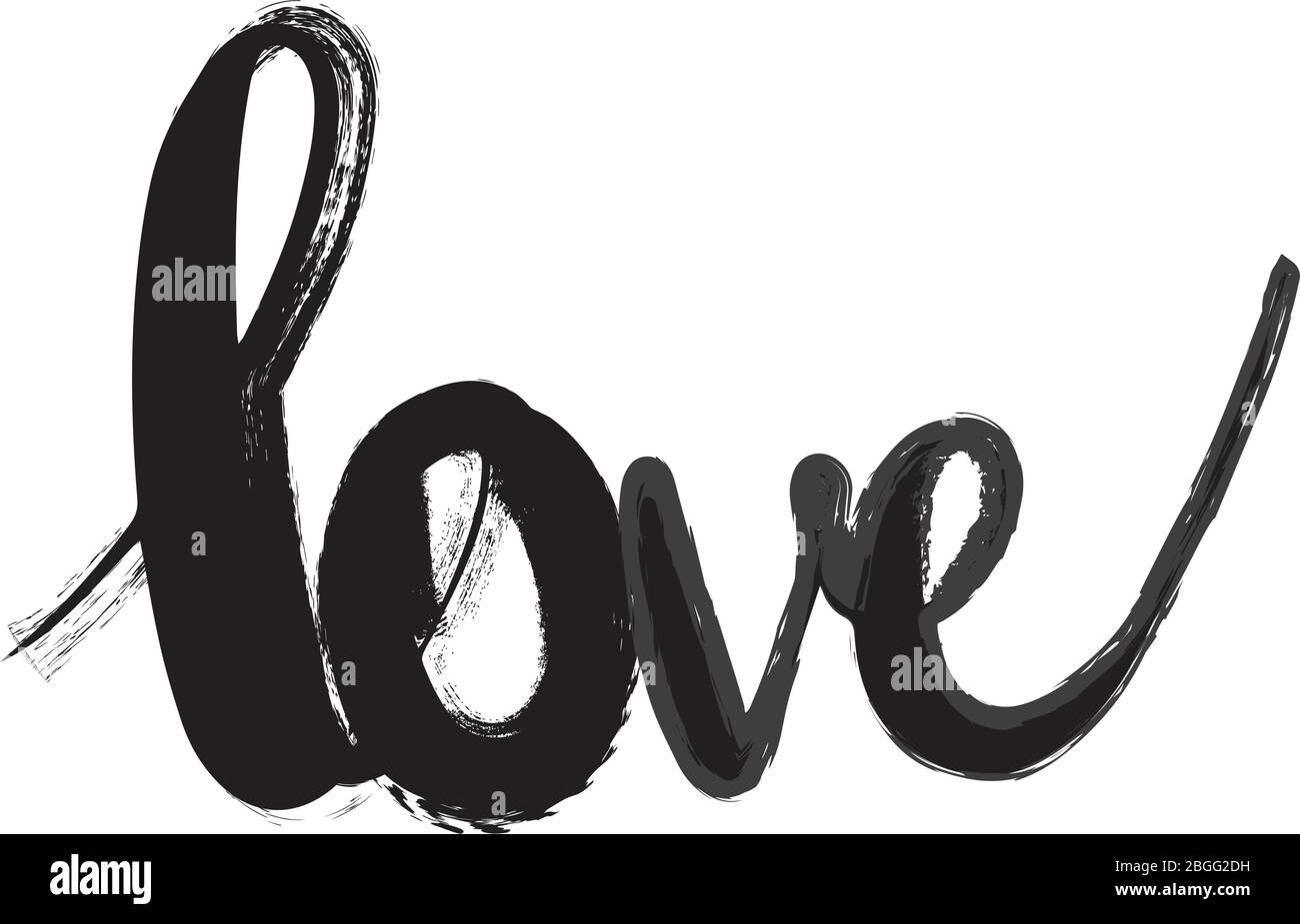 hand lettering text love ink style black color on white background ...